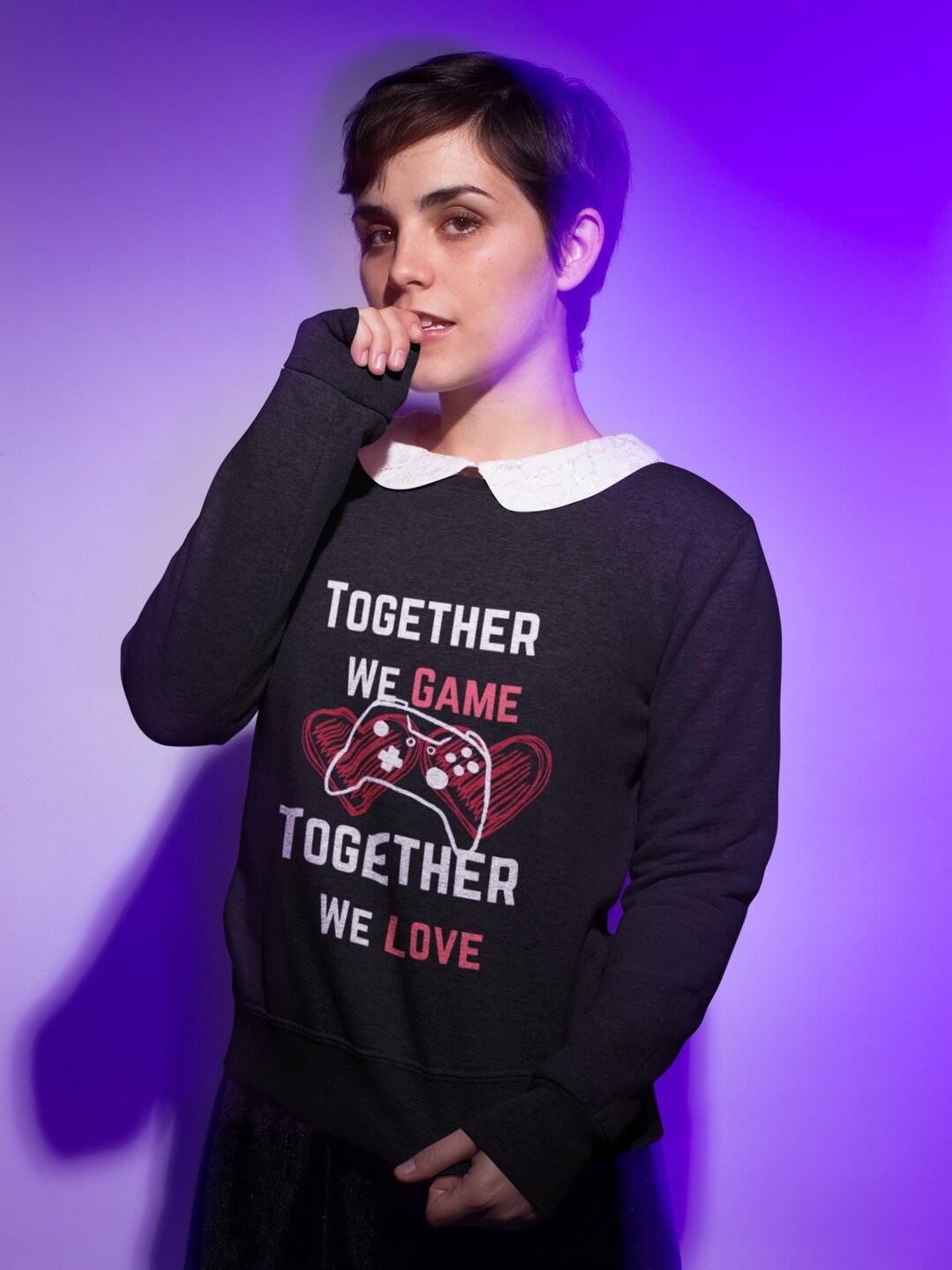 Together We Game Together We Love, Gamer Sweatshirt, Video Game Lover ...