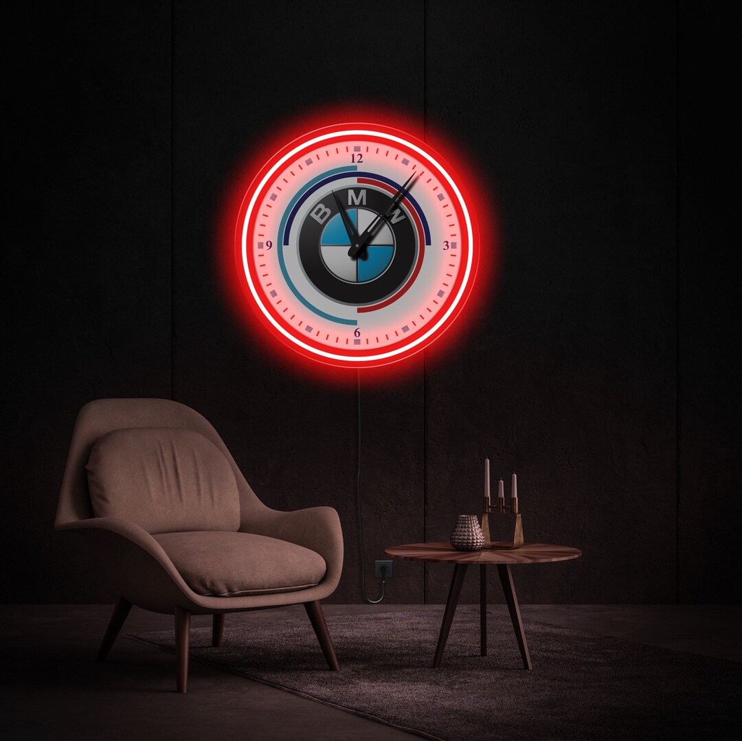 Bmw Neon Clock, Bmw M Wall Clock, Bmw Logo Led, Wall Clock With Light ...