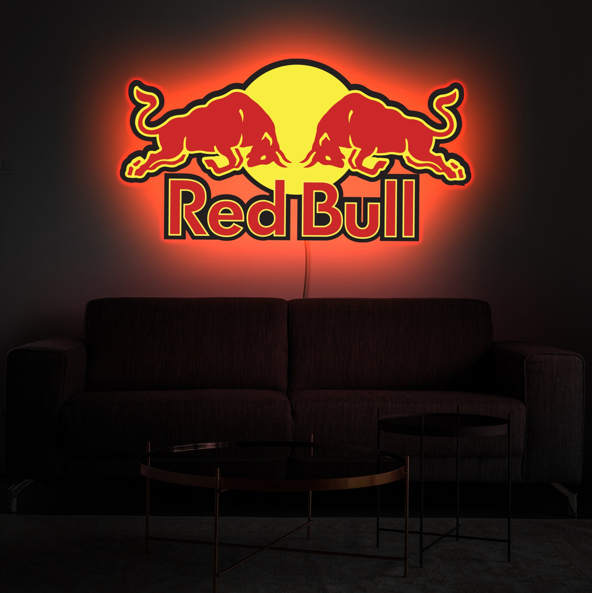 Red Bull Neon Sign, Red Bull Logo Lighted, Redbull Led Sign, Red Bull ...