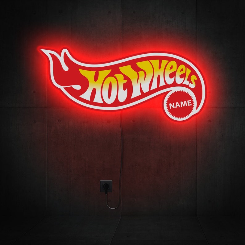 Hot Wheels Neon Sign, Hot Wheels Logo Name, Hot Wheels Led Sign, Hot ...