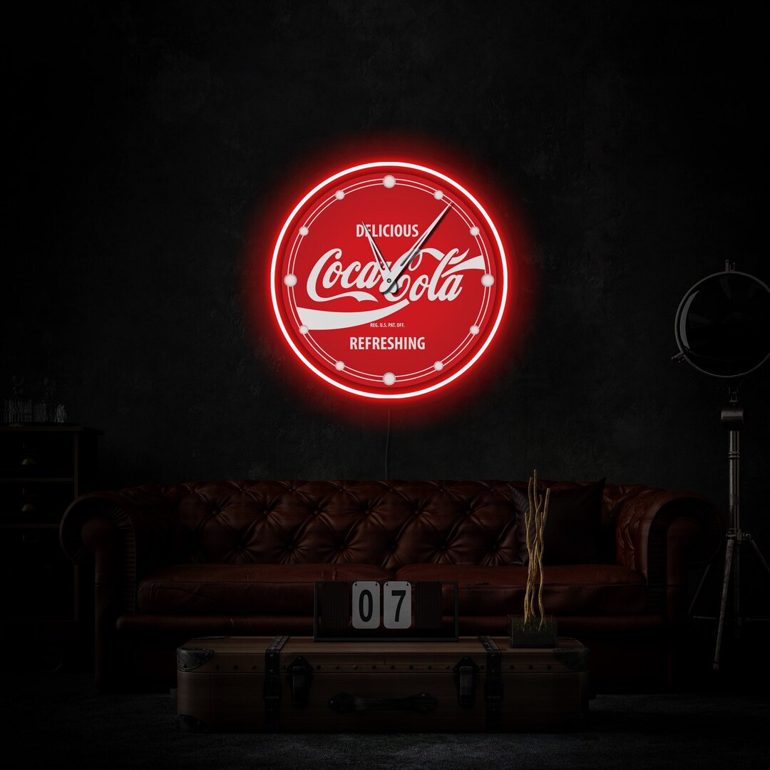 Coca Cola Neon Clock, Coca Cola Wall Clock, Coca Cola Led Decor, Coca ...