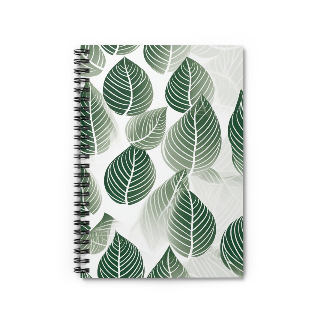 Leaf Design Spiral Notebook Ruled Journal, Cute Journal, Journal ...
