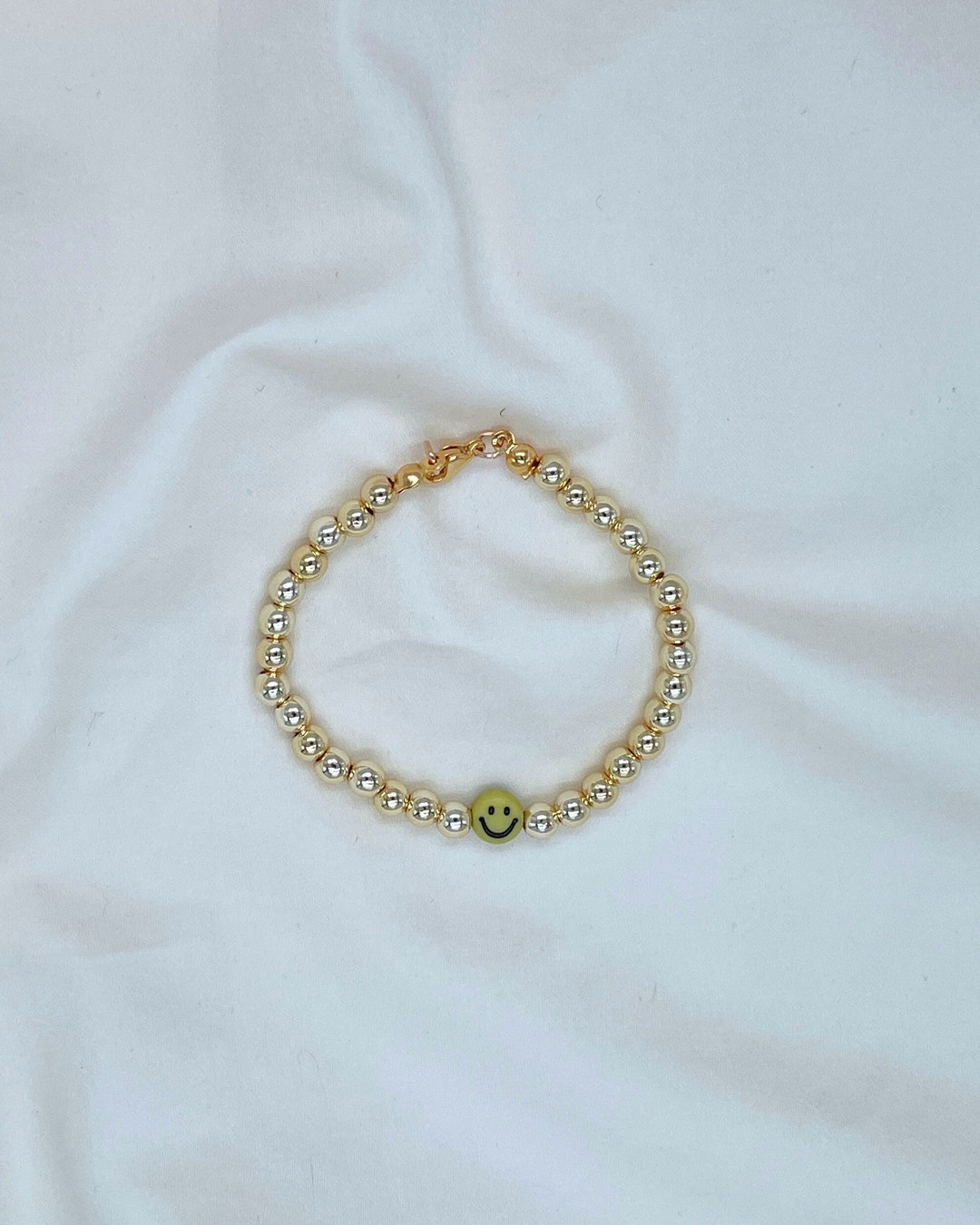 Smiley Face Bracelet | Multicolor | Gold Filled Stacking Bracelet - Etsy
