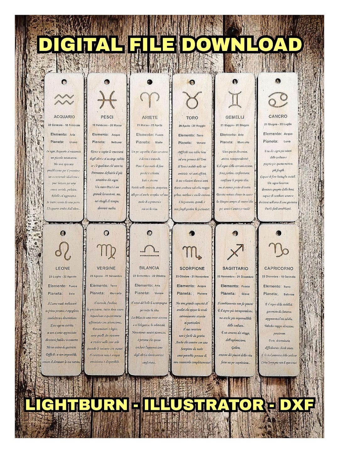 ZODIAC SIGNS Bookmarks - .dxf Cutting File - Lightburn - Illustrator - Etsy