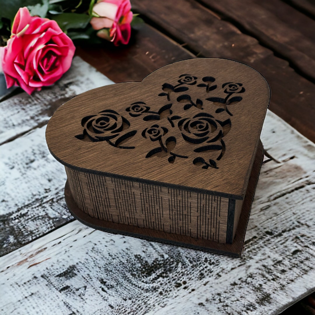 Wooden Heart Shaped Box for Jewelry, Candy or Keepsake, Valentines Day ...