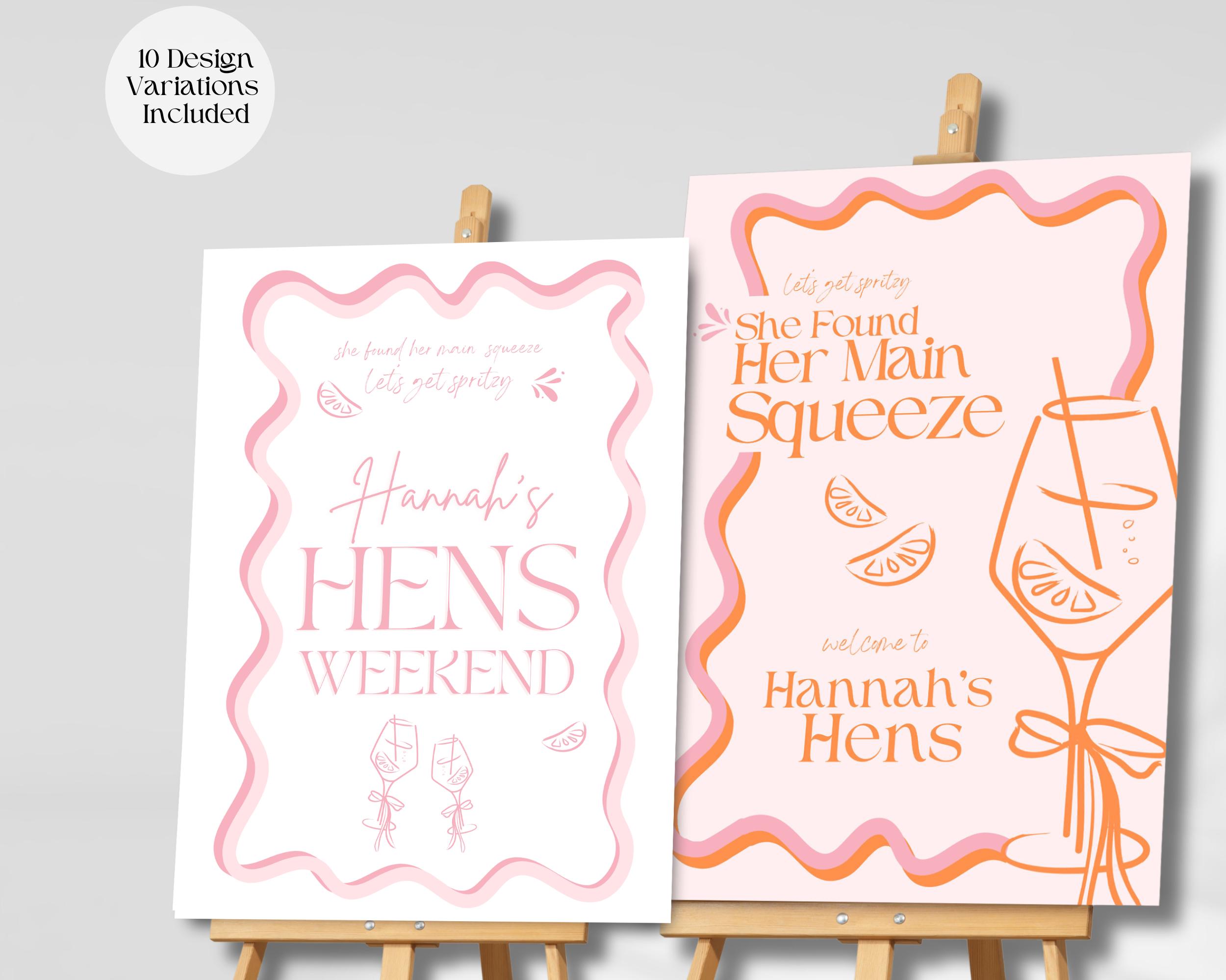 Hens/bachelorette Welcome Sign I Main Squeeze Citrus Aperol Spritz ...