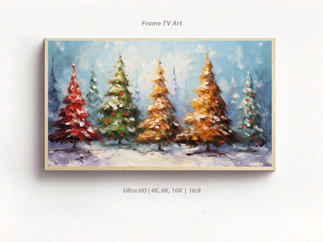 Festive Trees Frame TV | Christmas Forest Art | Impressionist Trees ...
