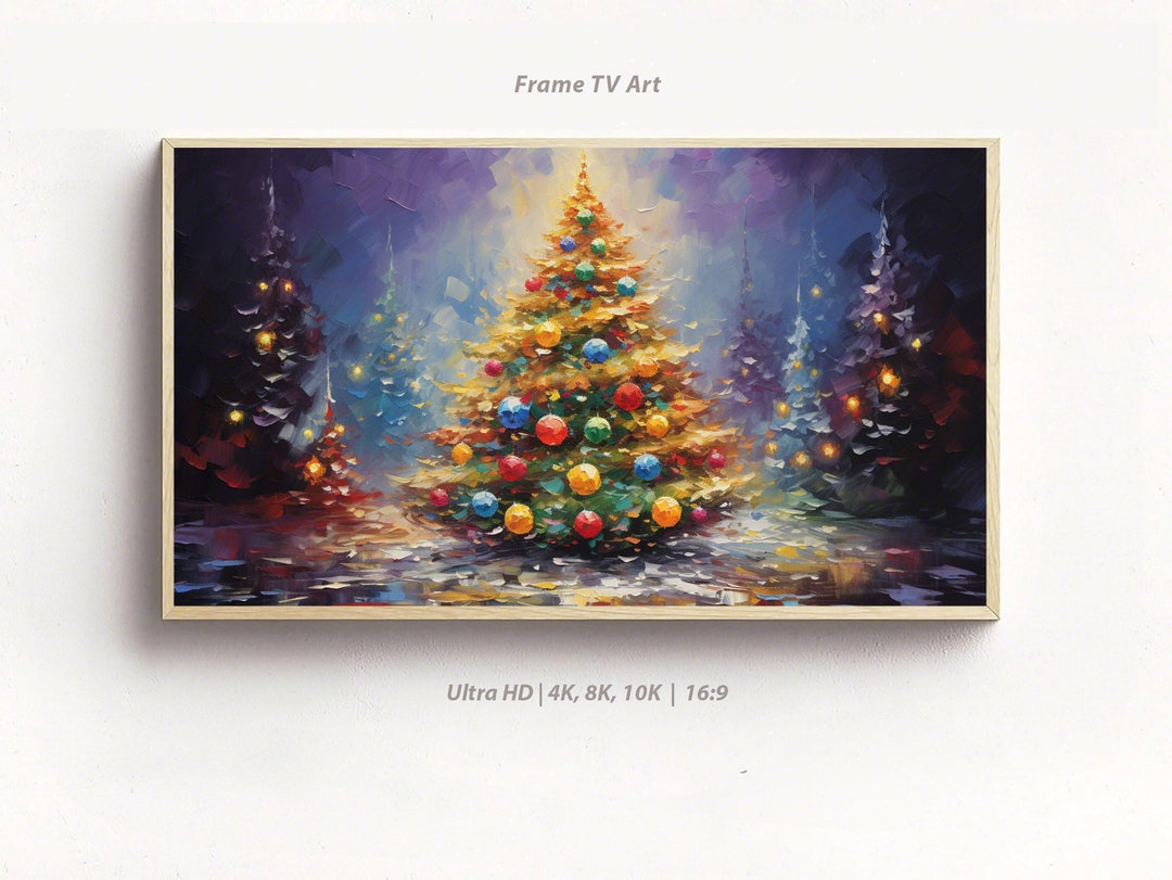 Christmas Tree Frame TV | Impressionist Holiday Art | Festive Tree ...