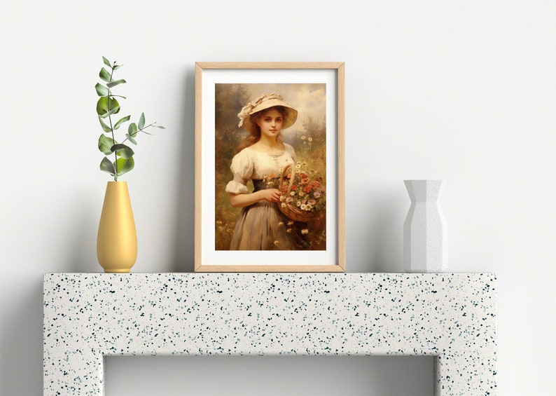 Victorian Lady With Flowers PRINTABLE Art Classic Portrait Painting ...