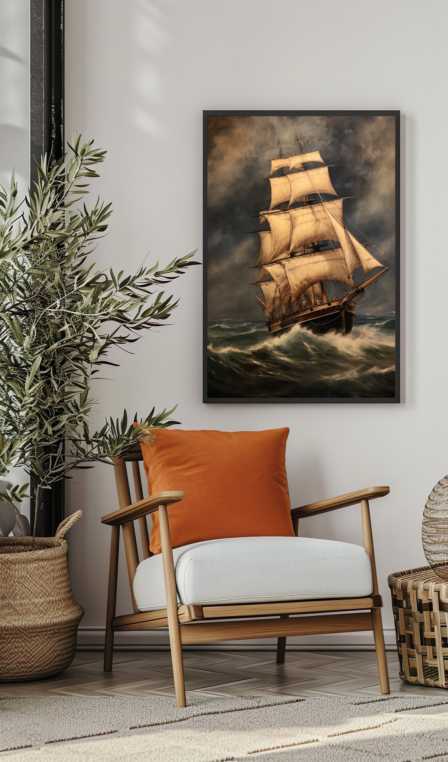 Majestic Ship PRINTABLE Art | Nautical Wall Art | Sailing Ship Painting ...