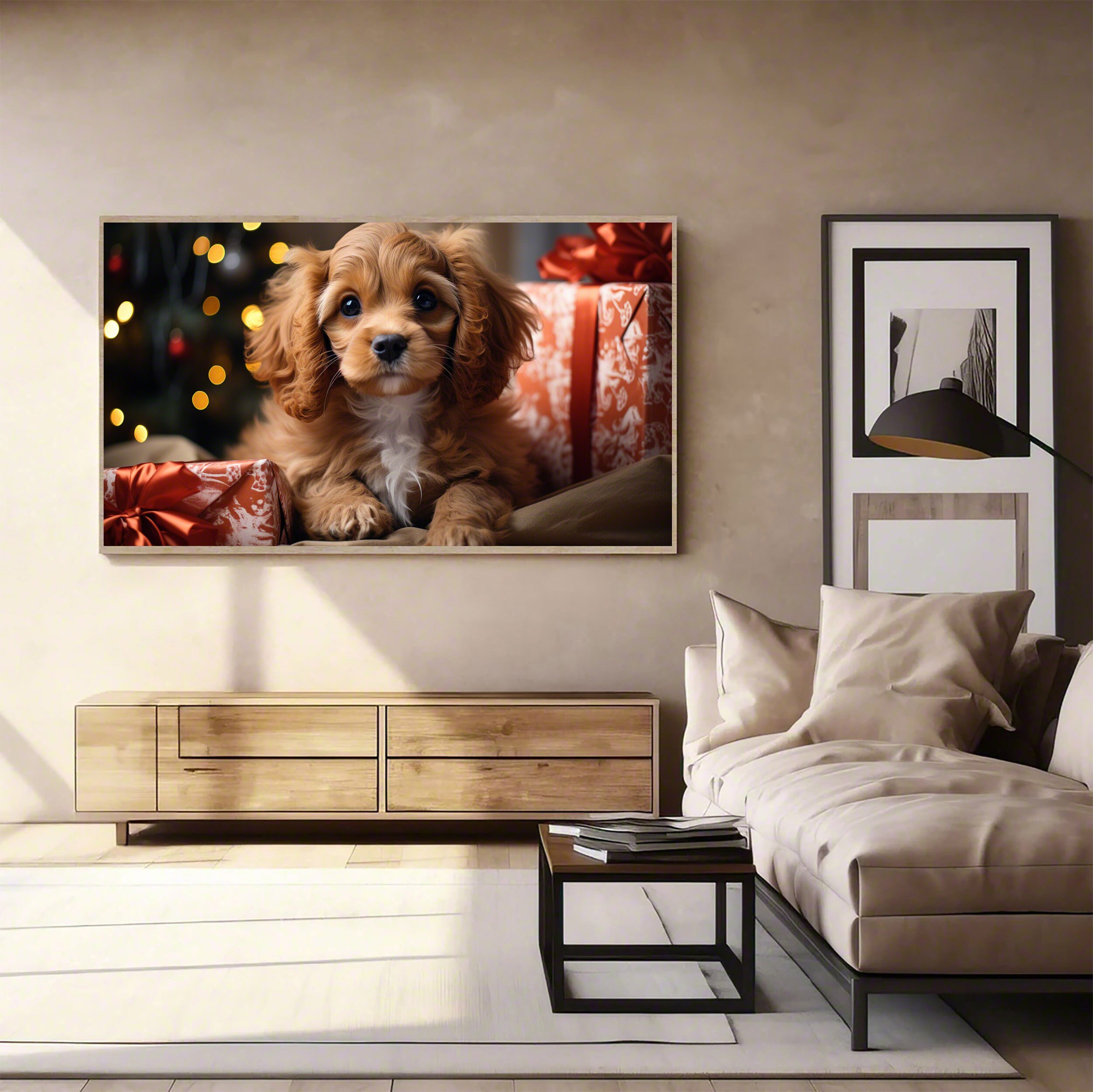 Christmas Puppy Frame TV | Cavalier King Charles Spaniel the Frame ...