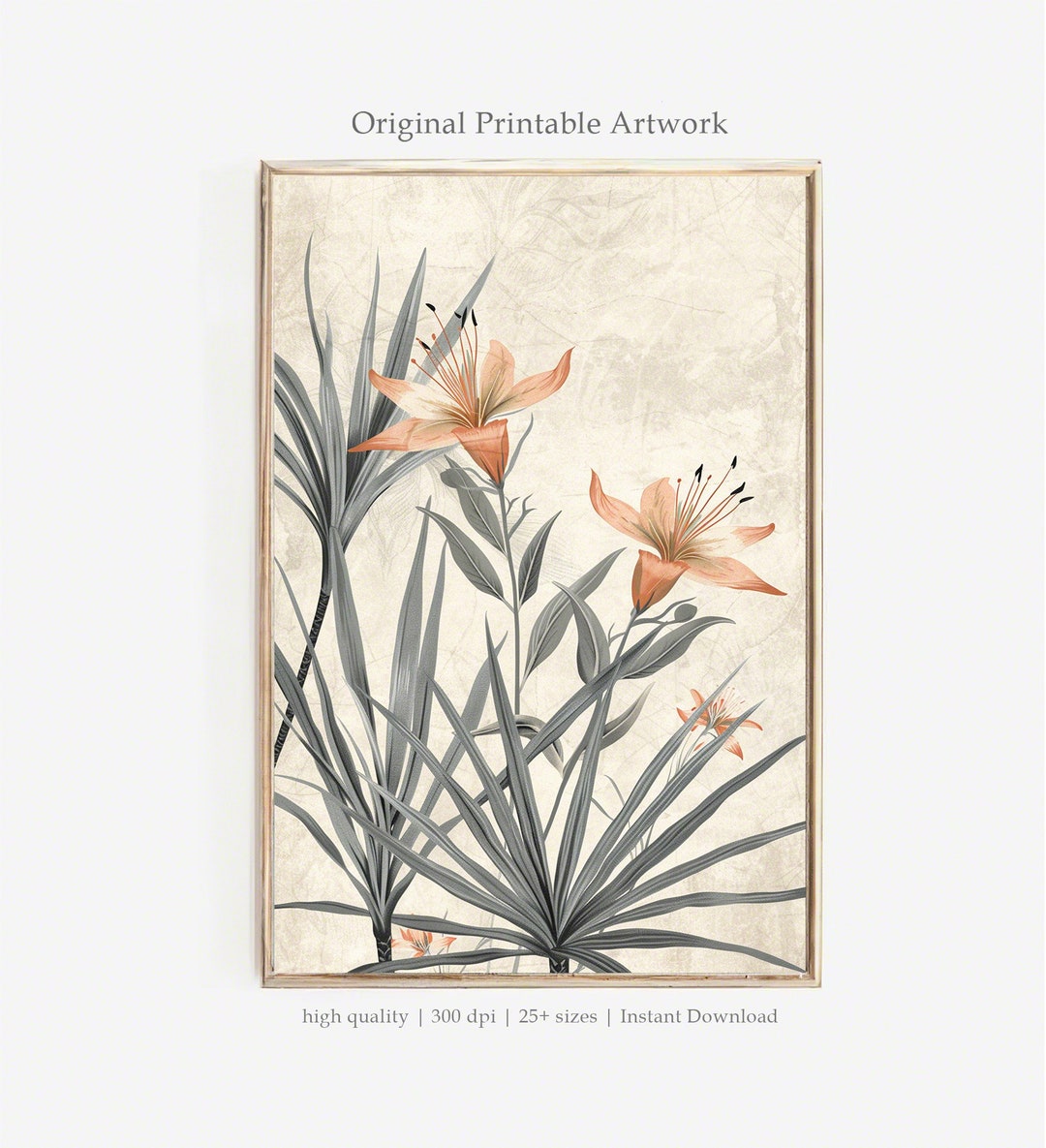 Vintage Botanical Lilies Print | Floral Printable Art | Elegant Flower ...