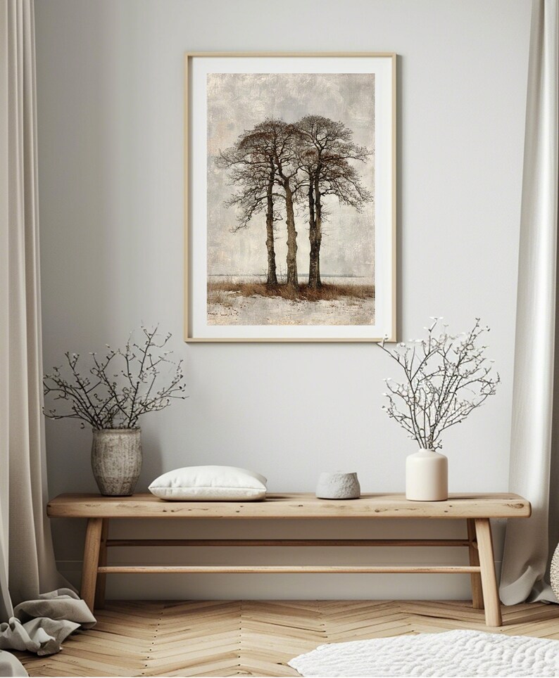 PRINTABLE Stoic Tree Trio | Vintage Trees Artwork | Solitude Nature ...