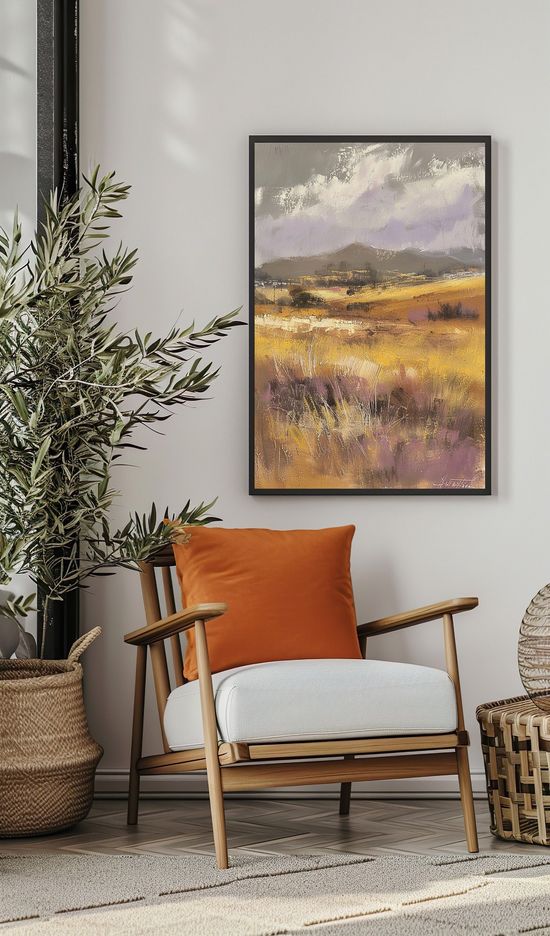 Printable Golden Fields Art | Autumn Landscape Print | Abstract Nature ...