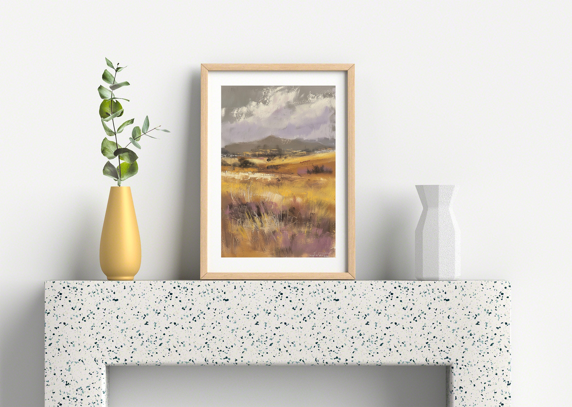 Printable Golden Fields Art | Autumn Landscape Print | Abstract Nature ...