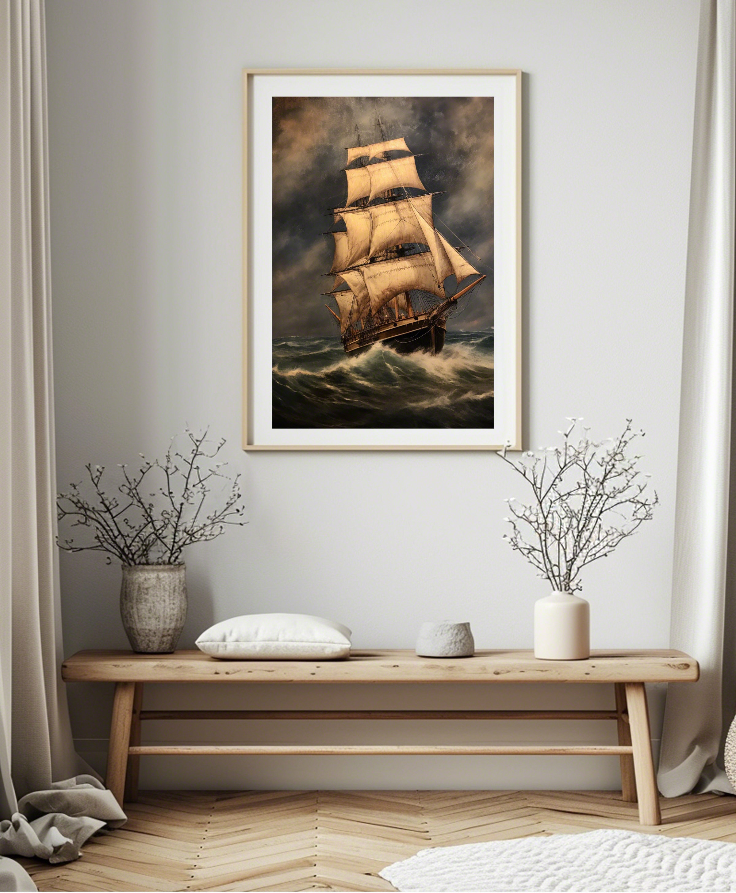Majestic Ship PRINTABLE Art | Nautical Wall Art | Sailing Ship Painting ...