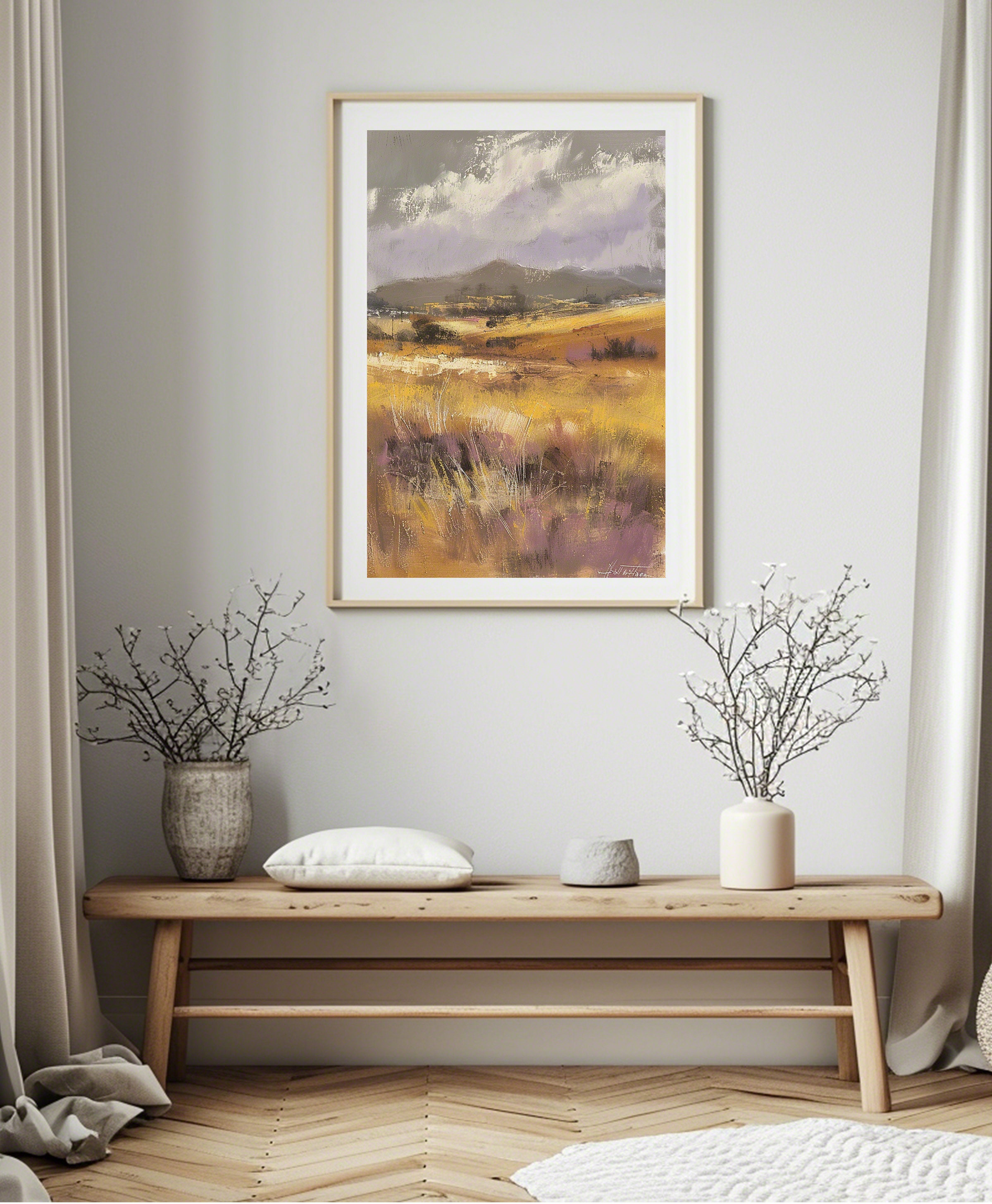Printable Golden Fields Art | Autumn Landscape Print | Abstract Nature ...