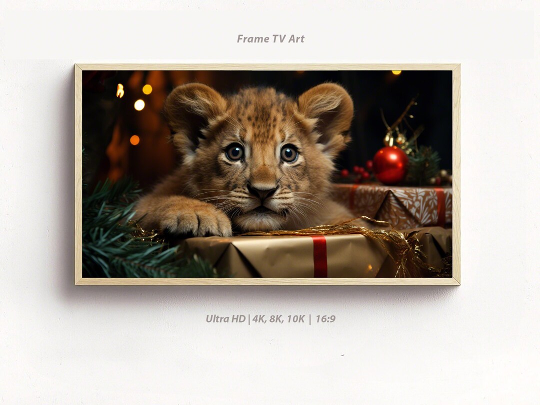 Christmas Lion Cub Frame TV Adorable Frame TV Art Frame TV Photography ...