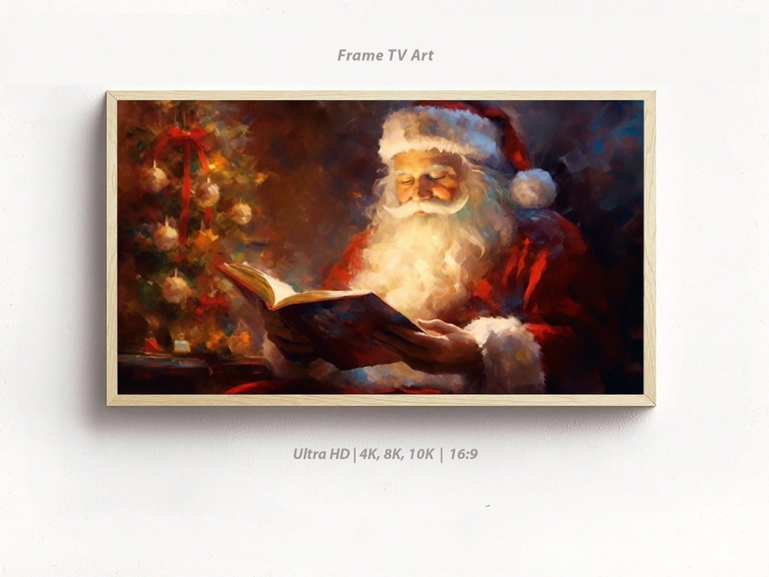 Frame TV Vintage Art | Santa Claus Reading TV Frame | Iconic Santa ...