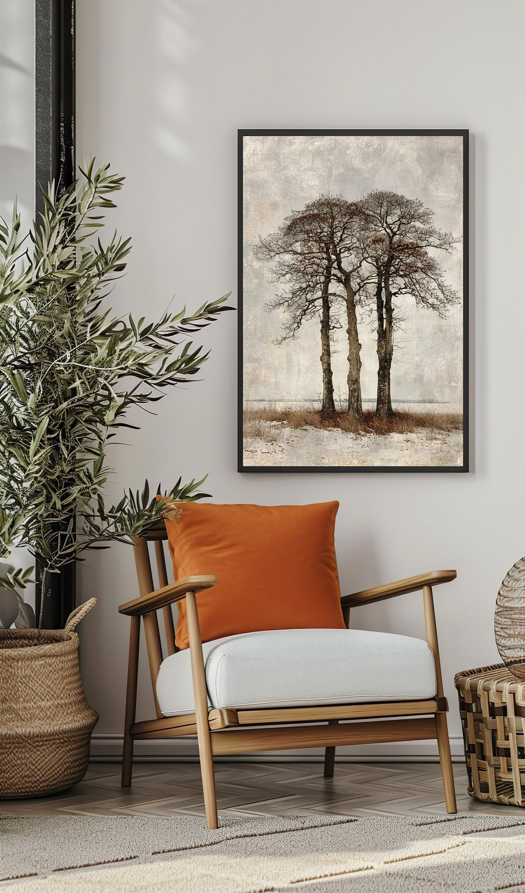 PRINTABLE Stoic Tree Trio | Vintage Trees Artwork | Solitude Nature ...