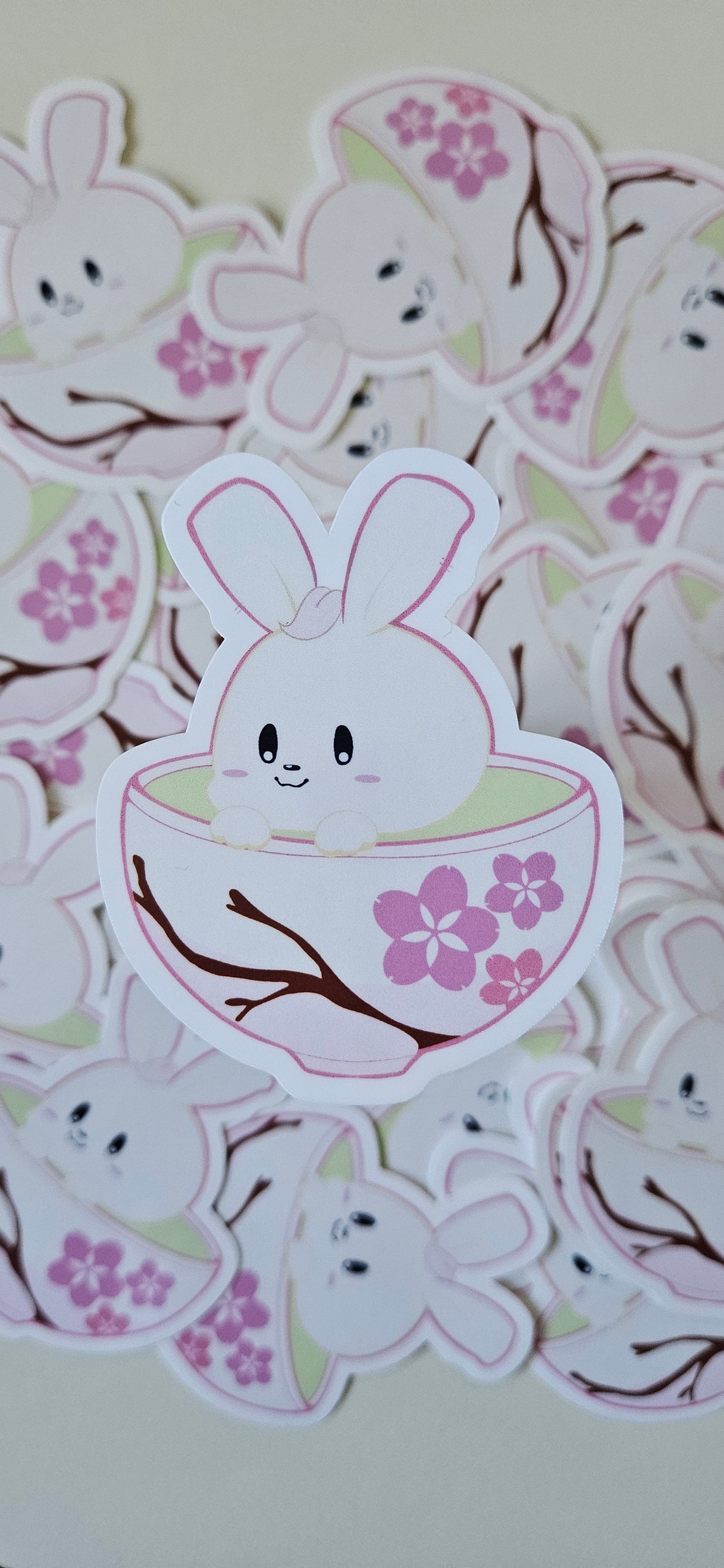 Matcha Bunny Sticker, Kawaii Rabbit, Sakura Tea Cup, Cute Japanese ...