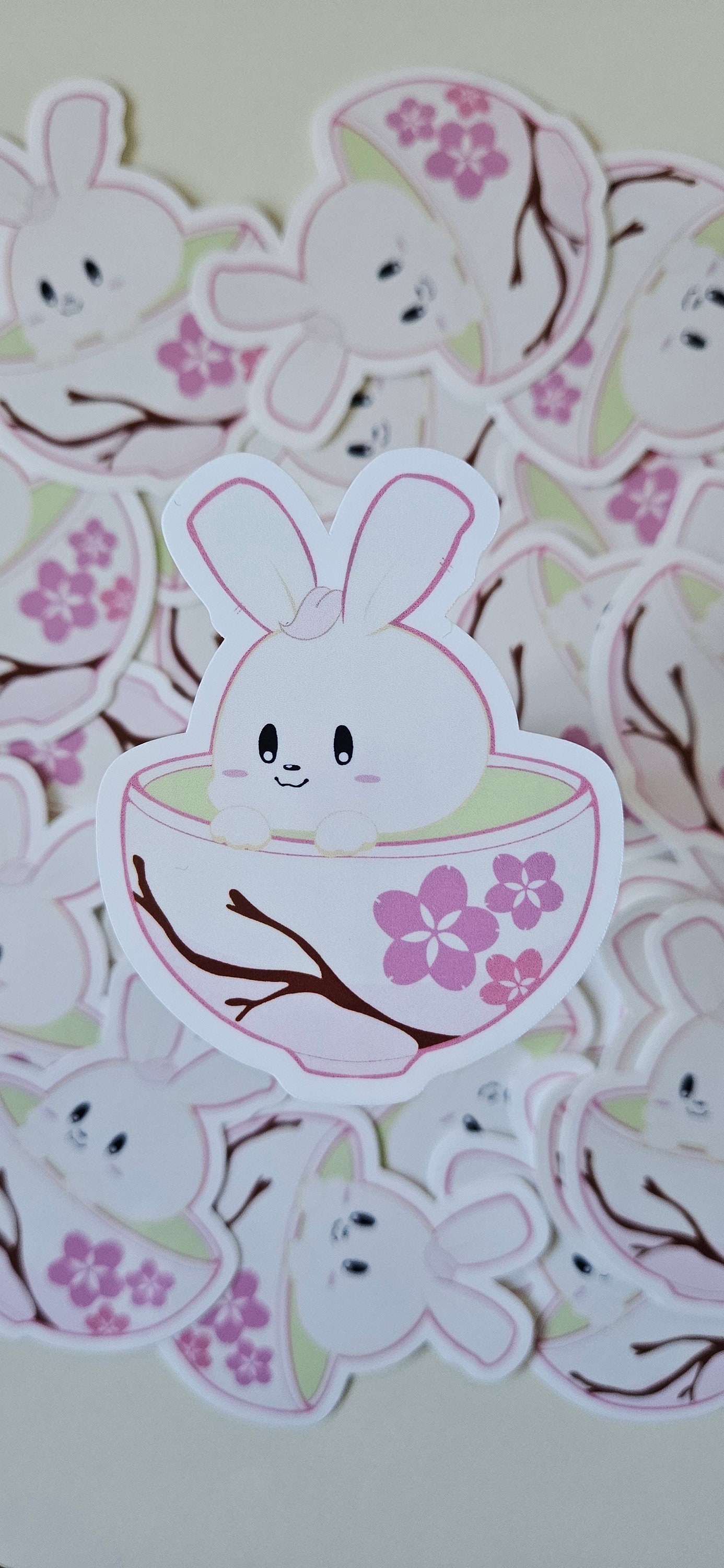 Matcha Bunny Sticker, Kawaii Rabbit, Sakura Tea Cup, Cute Japanese ...