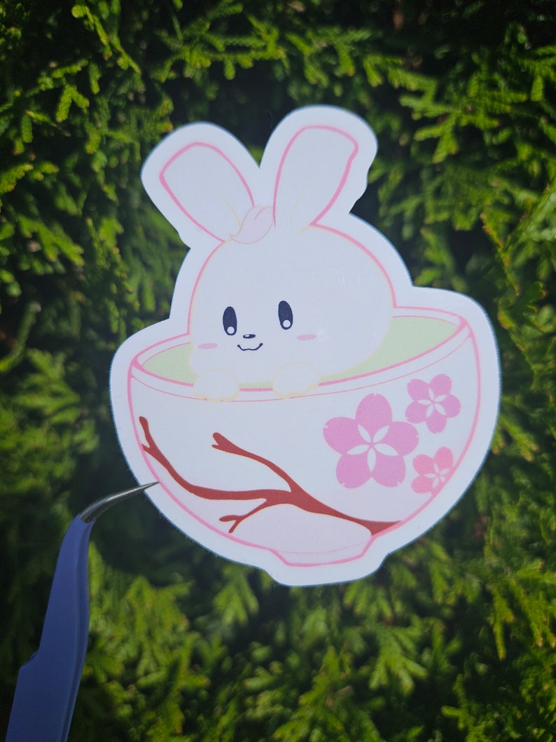 Matcha Bunny Sticker, Kawaii Rabbit, Sakura Tea Cup, Cute Japanese ...