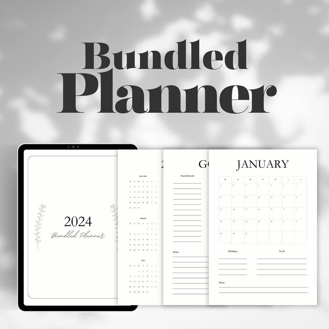 Printable Bundled Planner 2024 Planner iPad Planner Minimalist Planner ...