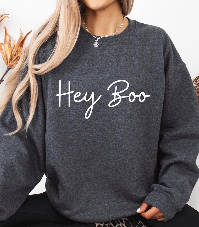 HEY BOO HALLOWEEN Sweatshirt, Ghost Sweatshirt, Halloween Crewneck, Hey ...