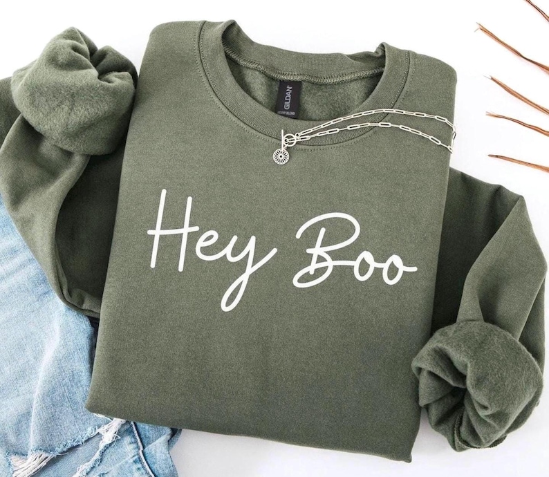 HEY BOO HALLOWEEN Sweatshirt, Ghost Sweatshirt, Halloween Crewneck, Hey ...