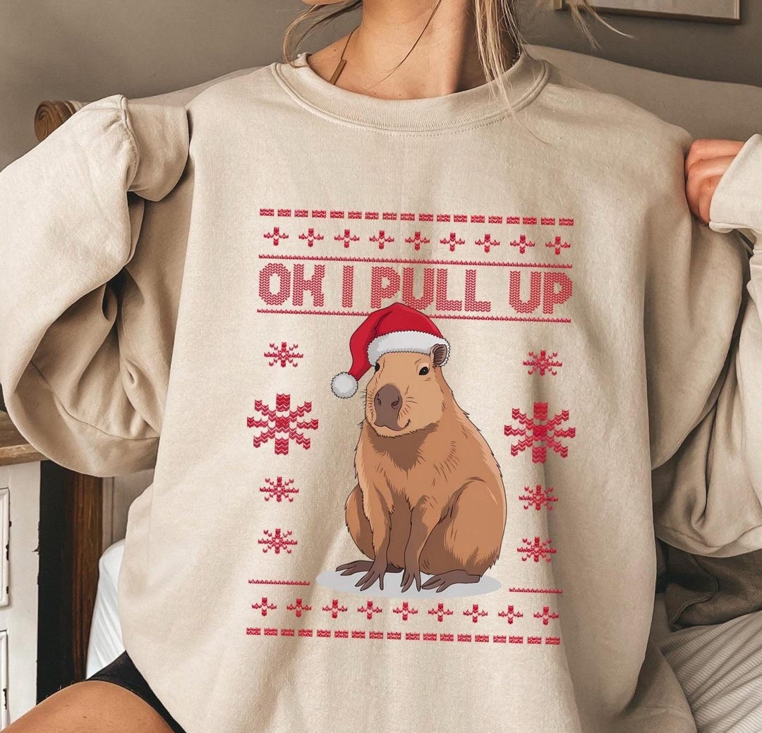 OK I PULL up Capybara Ugly Christmas Sweater, Gift for Capybara Lovers ...