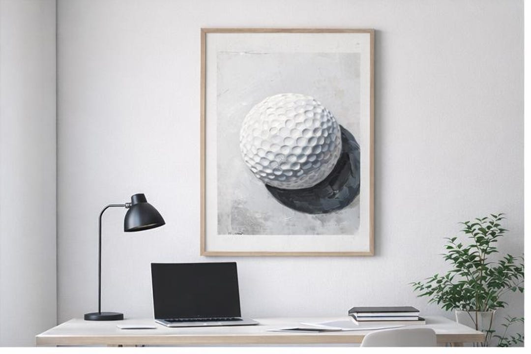 Modern Golf Wall Art Print | Minimalist Golf Ball Poster | Golf Decor ...