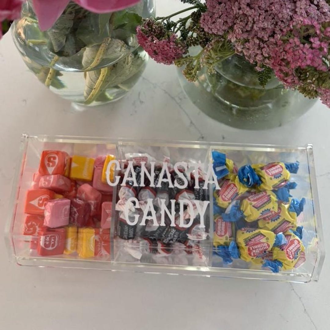 Acrylic 3 Compartment CANASTA CANDY Box With the Candy Included - Etsy