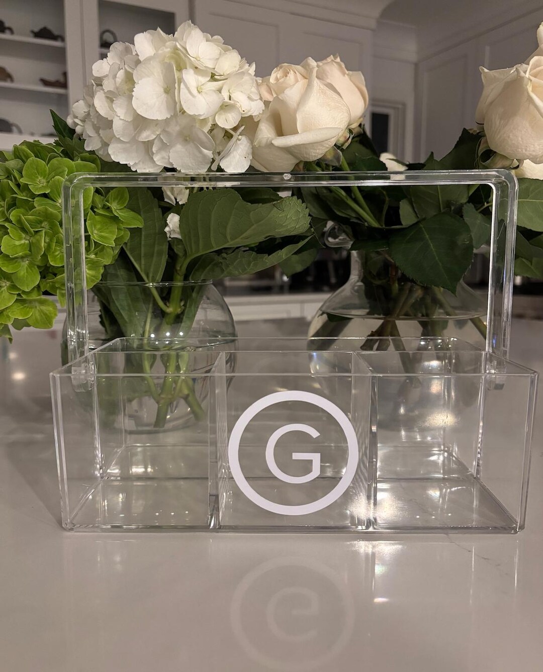 Personalized Acrylic Clear Silverware Caddy Circle Monogram - Etsy