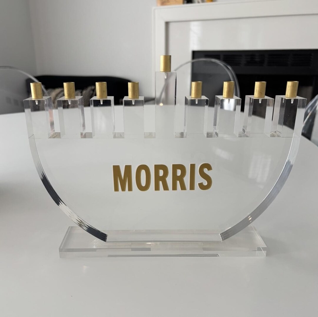 Personalized Large Acrylic Menorah With Gold Accents - Etsy