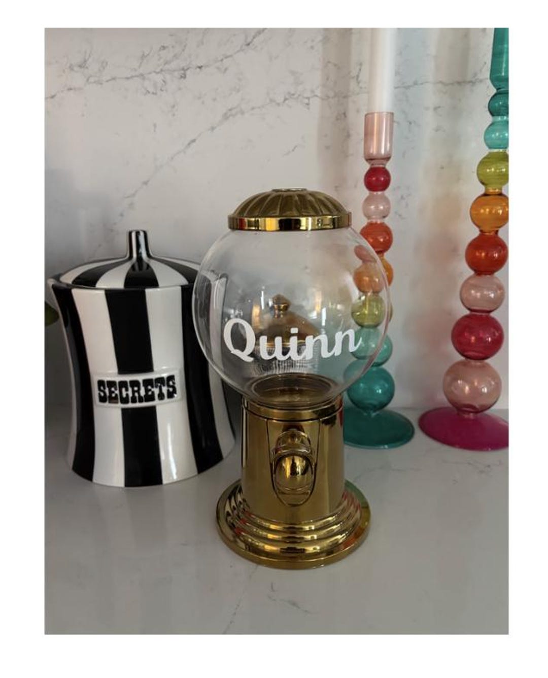 Custom Personalized GOLD Metal Gumball Machine ( Gumballs Not Included ...