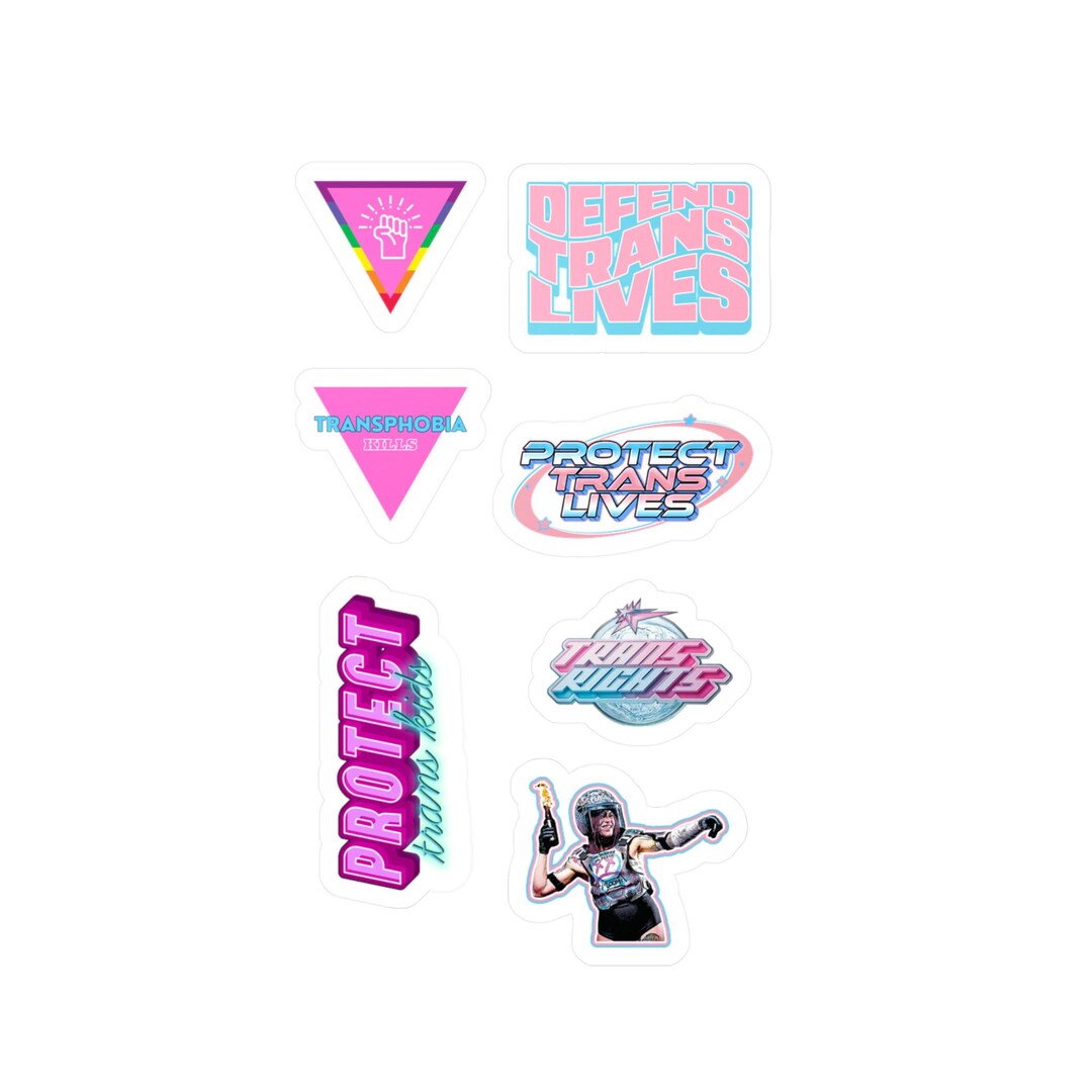 Pink Triangle Trans Rights Transgender Pride Sticker Set - Kiss-cut ...