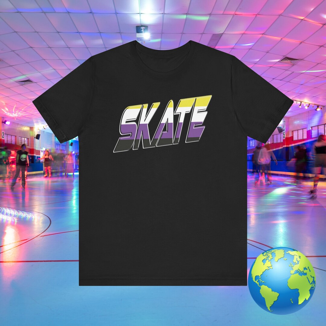 SKATE Non-binary T-shirt - Original Design, Enby Pride Flag Colours - Etsy