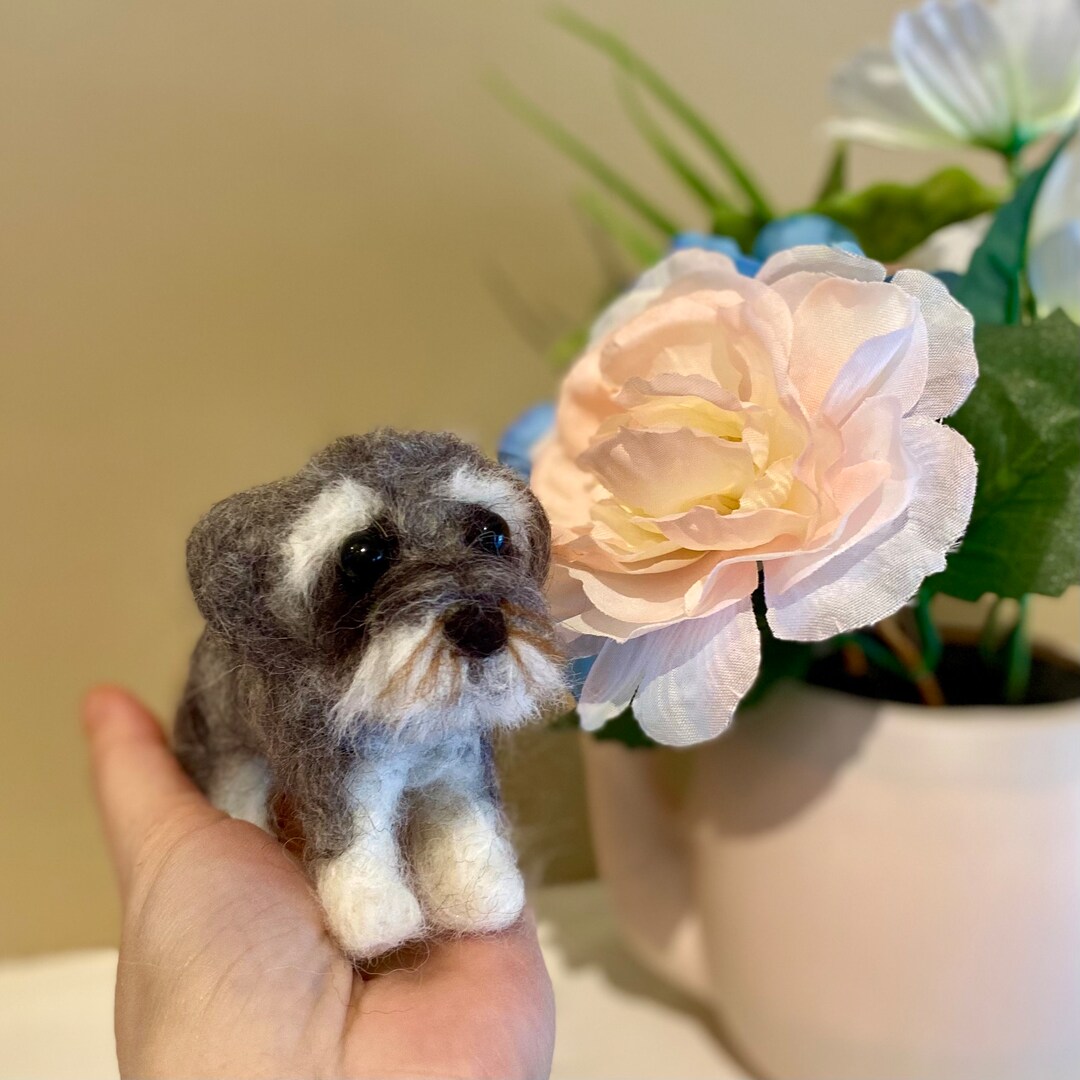 Custom-made Schnauzer Dog Wool Felted Miniature, Ornament or Keychain ...