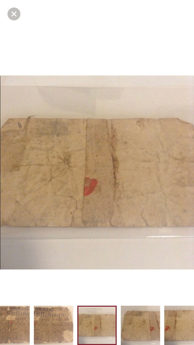 Less Than 25 Known to Still Exist- 1754 North Carolina US Continental ...