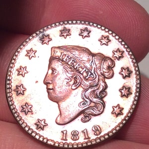 High Grade PL Proof-like Mint State Early Scarce Date 1819 Coronet Head ...