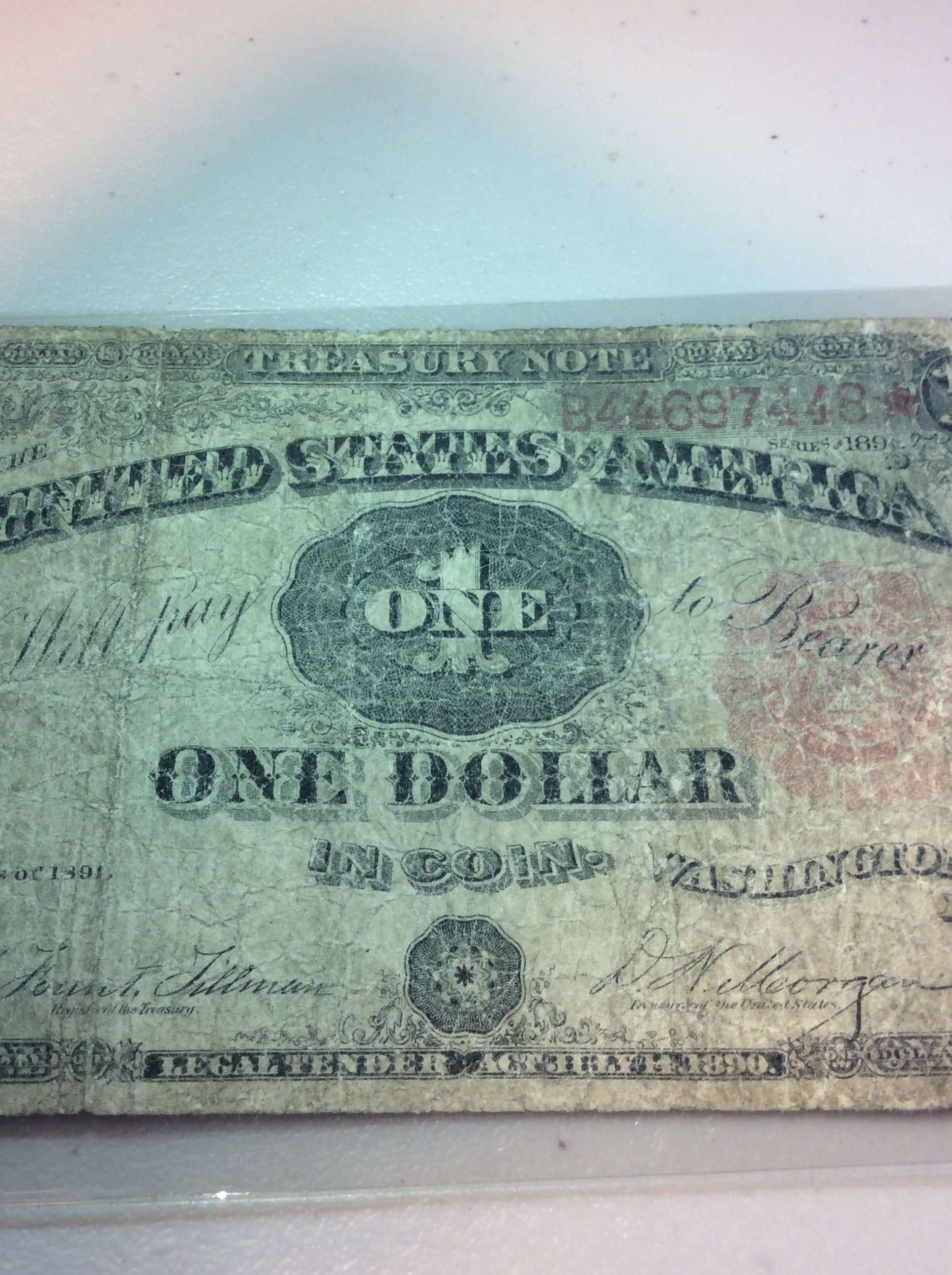 Rare Star Note 1891 One Dollar in Gold Coin Treasury Note Extremely ...
