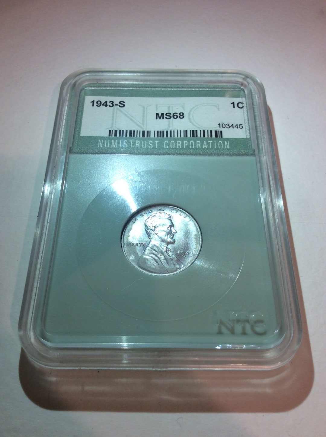 Incredible High Grade MS68 1943 S Steel Wheat Penny- High Mint State Grade- NTC Professionally ...