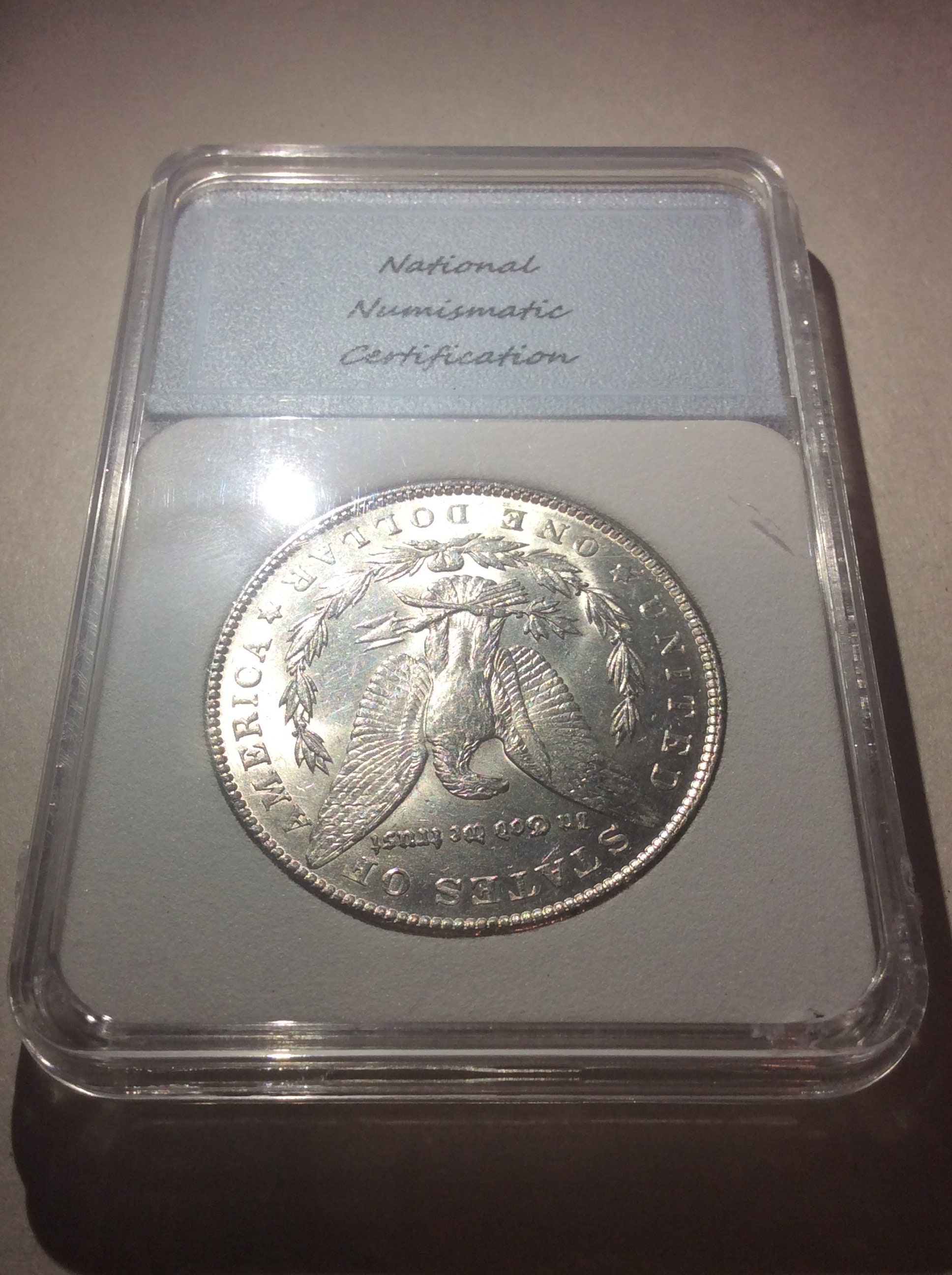 Beautiful Circled Rainbow Toned Mint State 65 Silver 1889 Morgan Dollar ...