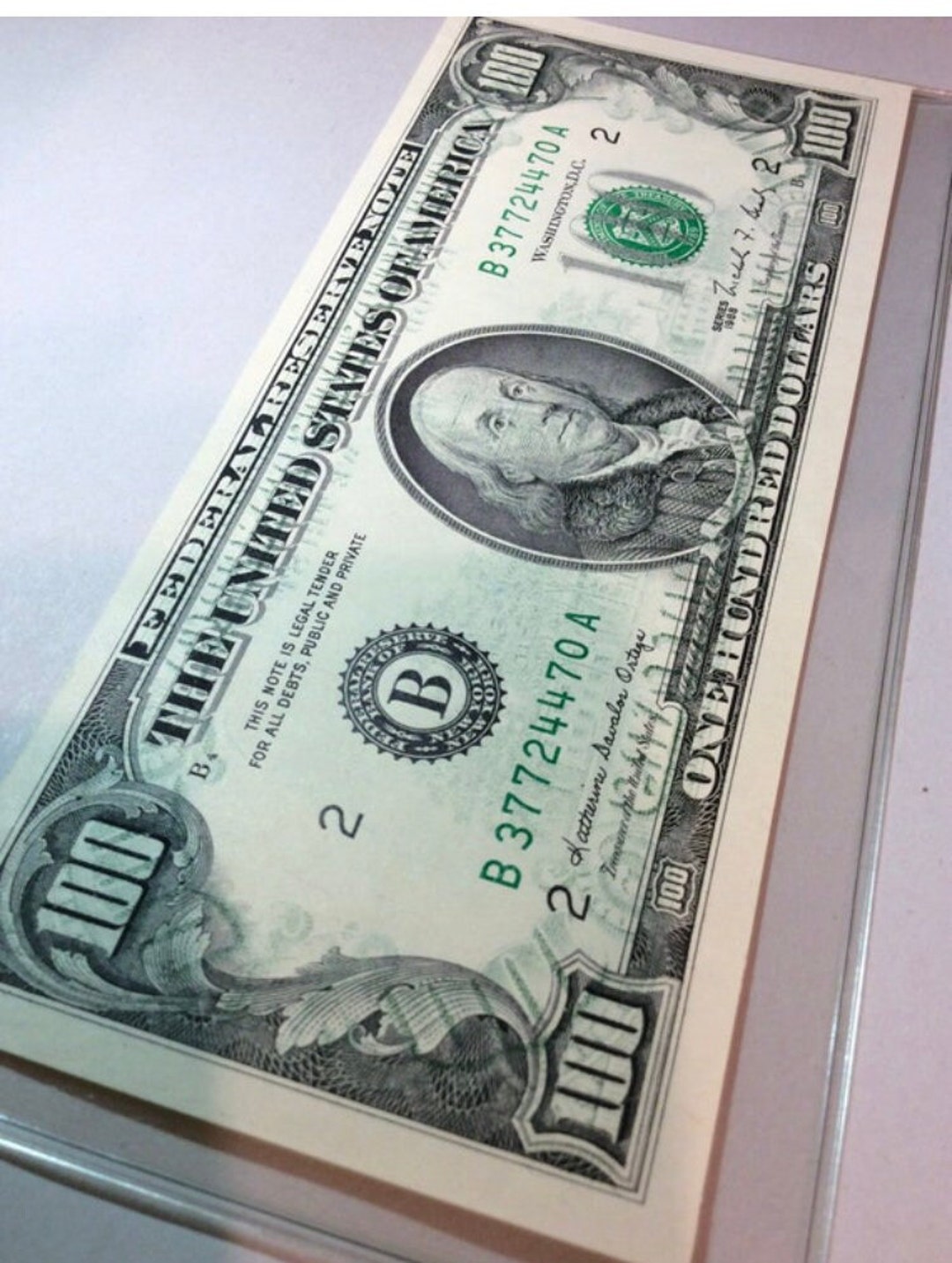 Rare FULL Offset Printing Major BEP Error Back Side on Front- 1988 100 Dollars Note- Entire Back ...