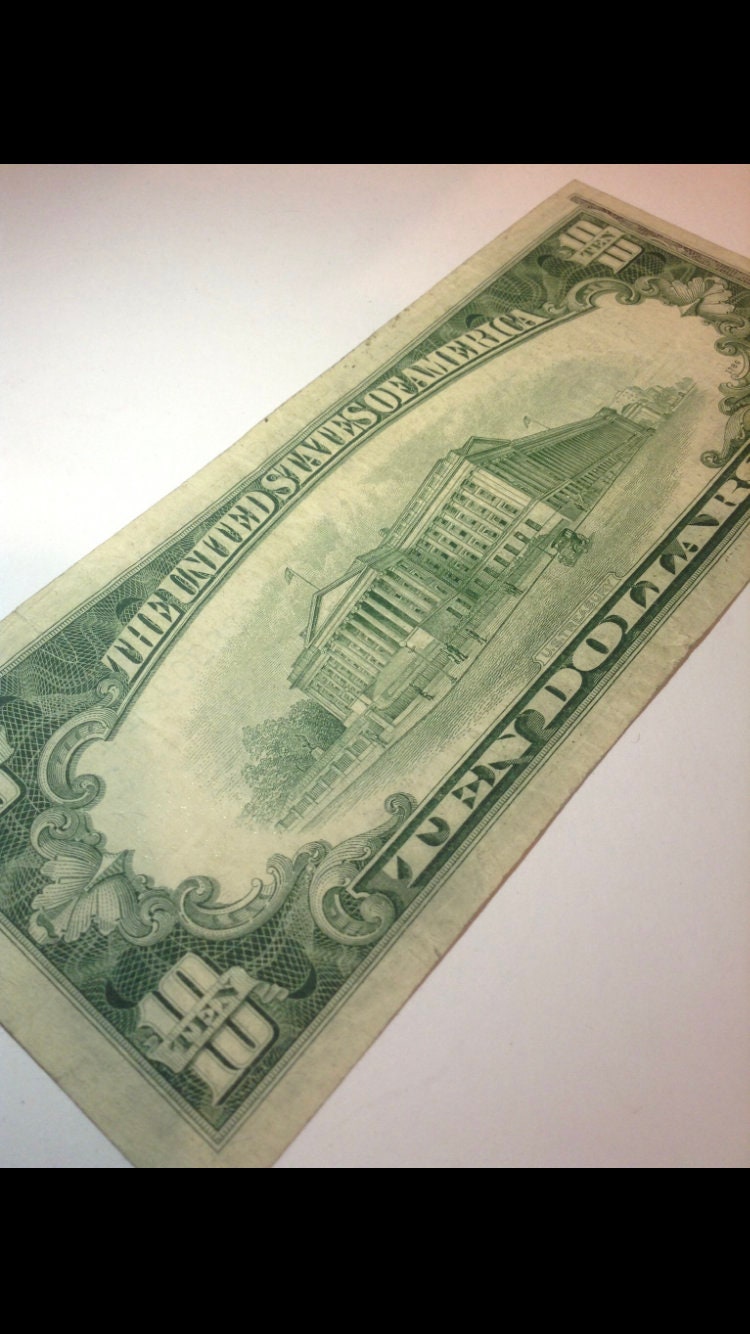 Rare Offset Printing Error 1950 10 Dollars Bill- Front Design on the ...