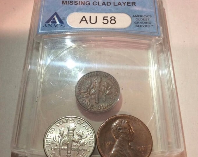 Rare Copper Color Dime NO Clad Layer ANACS Error Coin- Error Dime With Color of A Penny- Missing ...