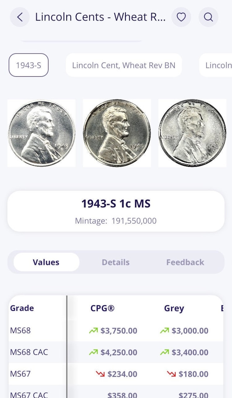 Incredible High Grade MS68 1943 S Steel Wheat Penny High Mint State ...