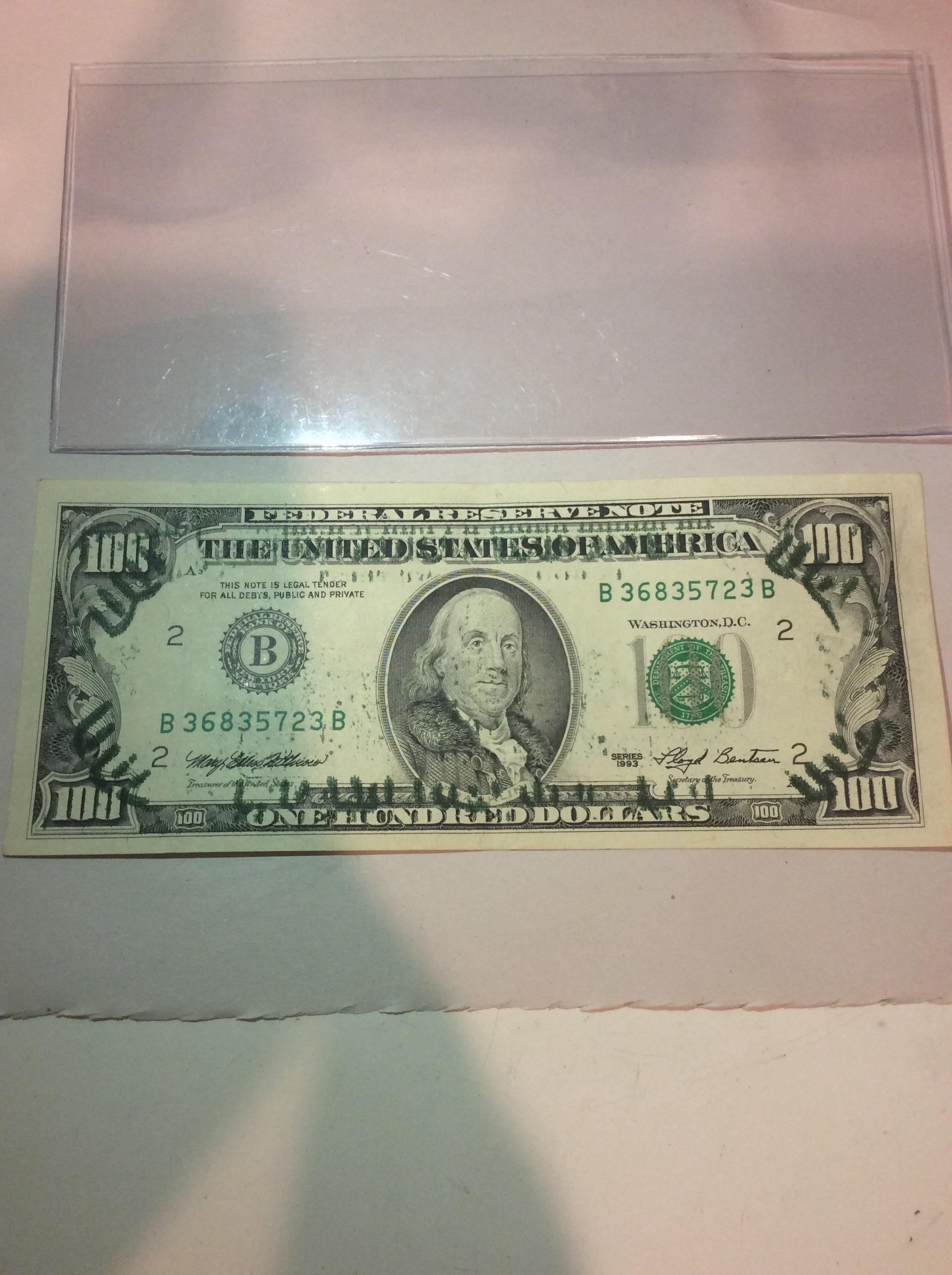 One of A Kind Back Design on Front of Note- Old 1993 Hundred 100 ...