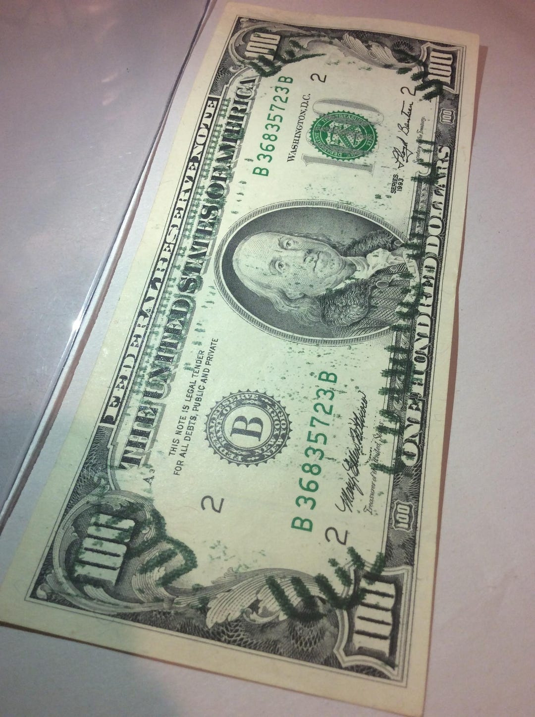 One of A Kind Back Design on Front of Note- Old 1993 Hundred 100 ...